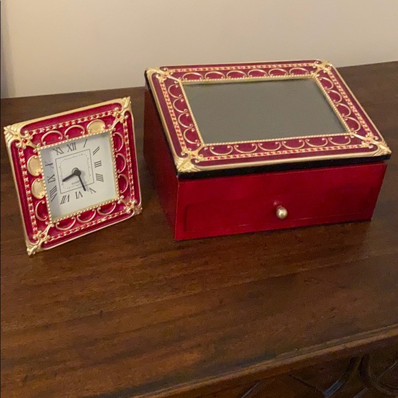Other | Vintage Jewelry Box Clock Set Redgold Gift | Poshmark